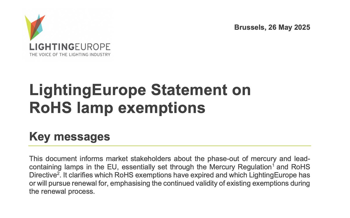 LightingEurope Statement on RoHS Lamp Exemptions — LED professional ...