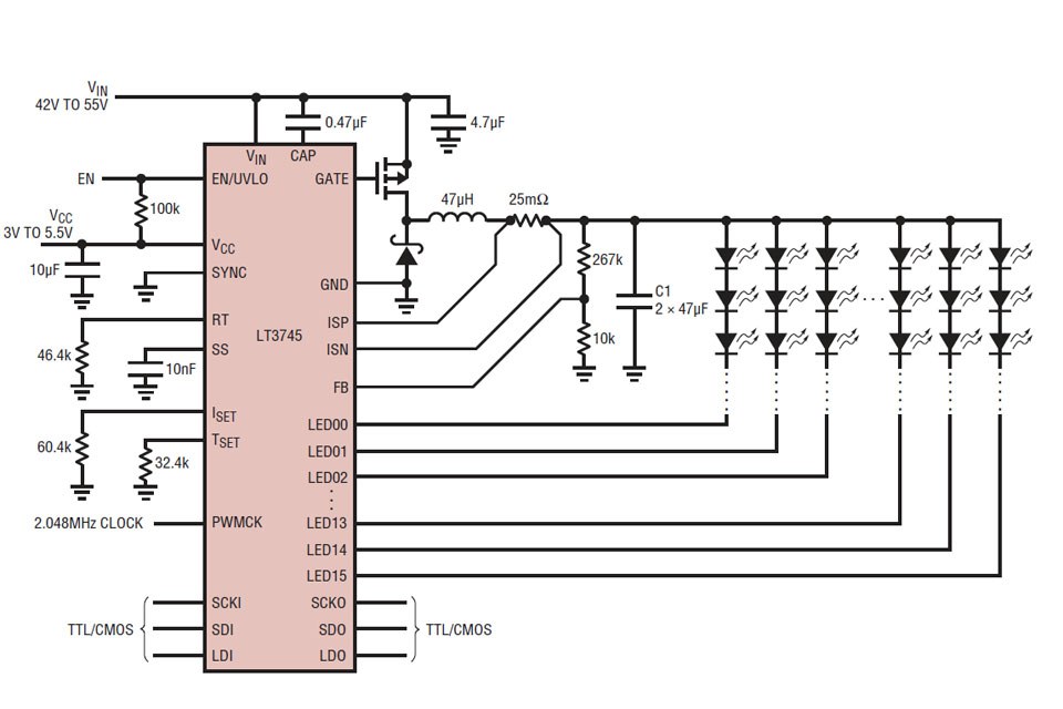 16-Channel 50mA Buck LED Driver with Dot Correction & Gray Scale ...