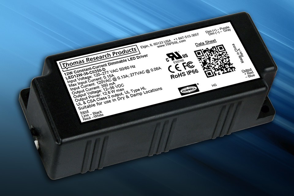Thomas Research Products Introduces New 12 W 0-10V Dimming LED Driver ...